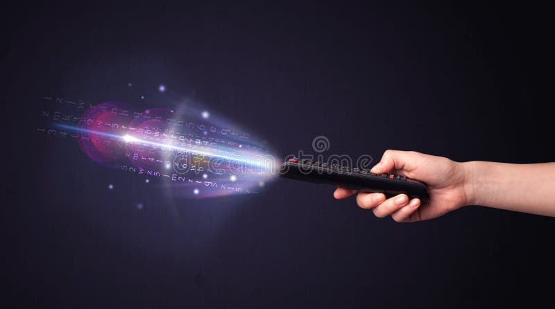 Hand with Remote Control and Shining Numbers Stock Image - Image of ...