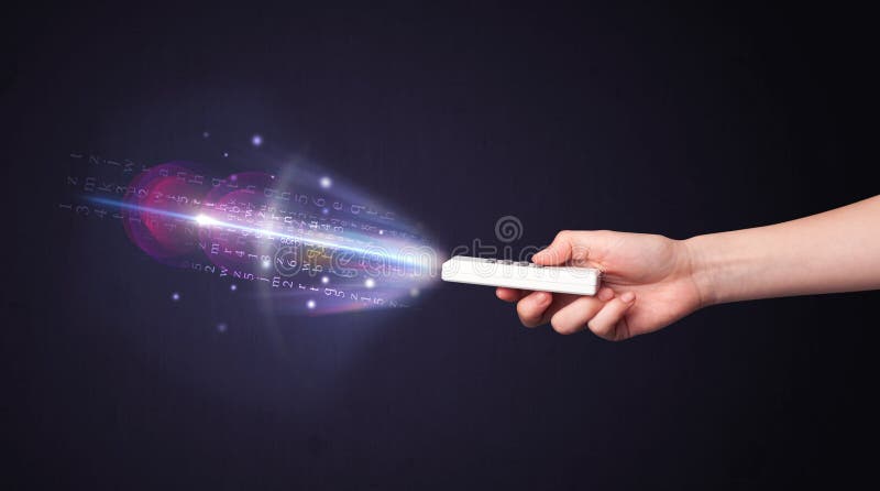 Hand with Remote Control and Shining Numbers Stock Photo - Image of ...