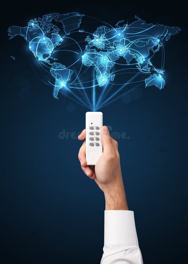 Hand with Remote Control, Social Media Concept Stock Photo - Image of ...