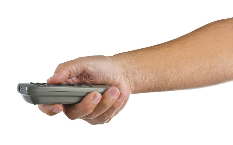 Hand with Remote Control on White Stock Photo - Image of device, press ...
