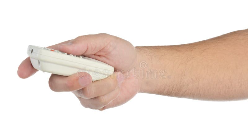 Hand with Remote Control on White Stock Image - Image of connection ...