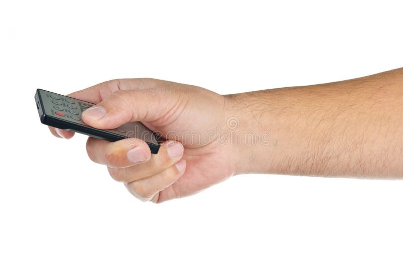Hand with Remote Control on White Stock Photo - Image of holding ...
