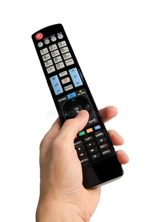 Hand with Remote Control on White Stock Image - Image of finger, number ...