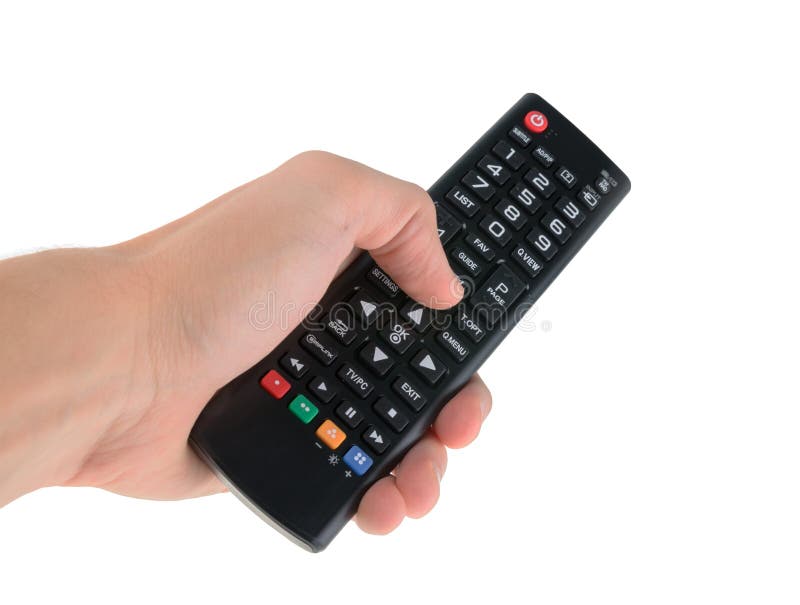 Hand with Remote Control on White Stock Image - Image of communication ...