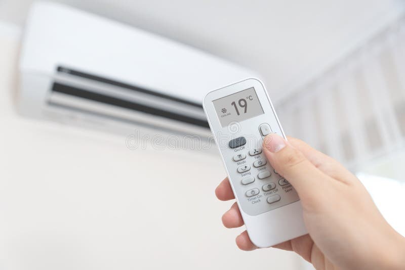Air Conditioner Remote Control with Smart Home System. Stock Photo ...