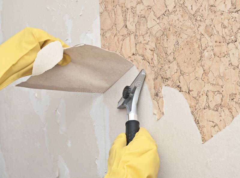 Hand removing wallpaper stock image. Image of decoration - 35998115
