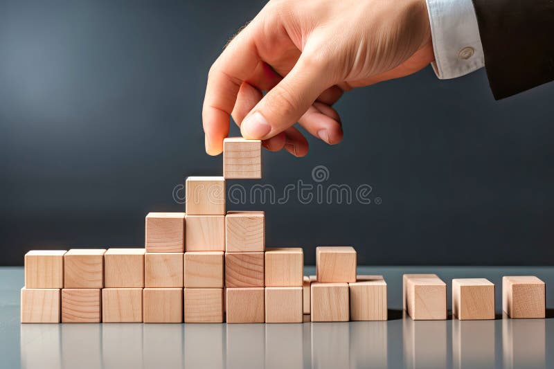 Hand Removing Wooden Blocks from Different Heights Stock Image - Image ...