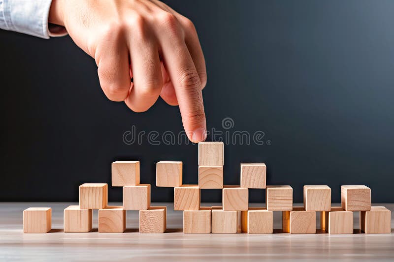 Hand Removing Wooden Blocks from Different Heights Stock Image - Image ...