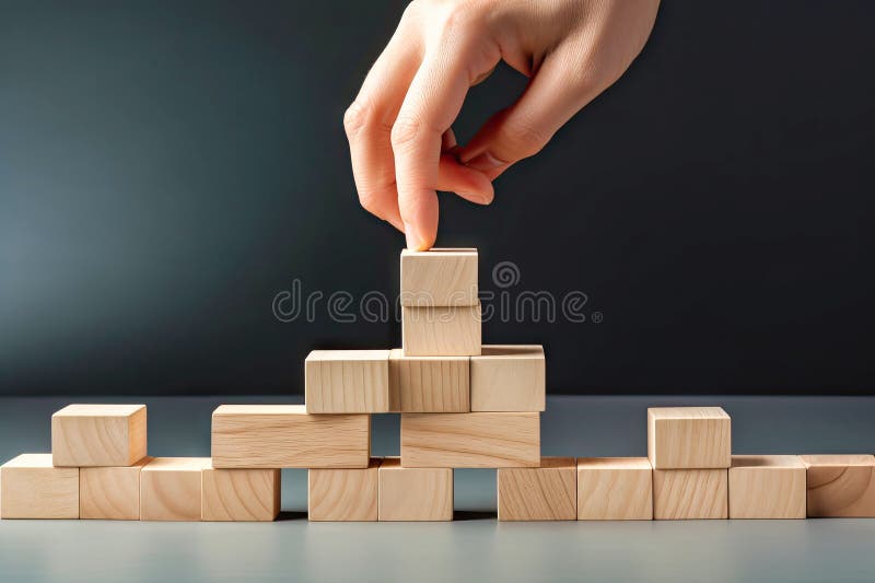 Hand Removing Wooden Blocks from Different Heights Stock Image - Image ...
