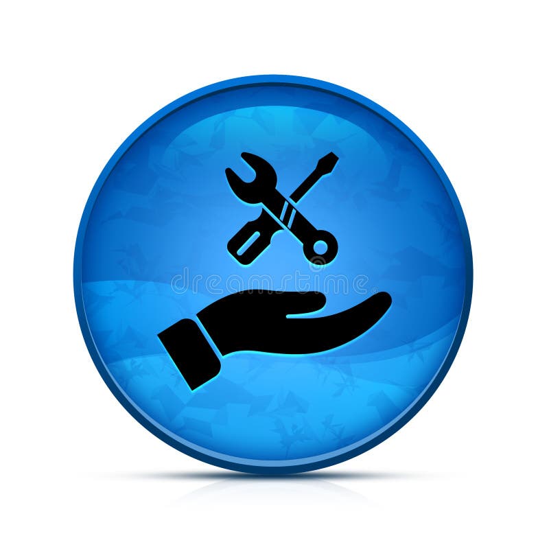 Hand Repair Icon on Classy Splash Blue Round Button Illustration Stock ...