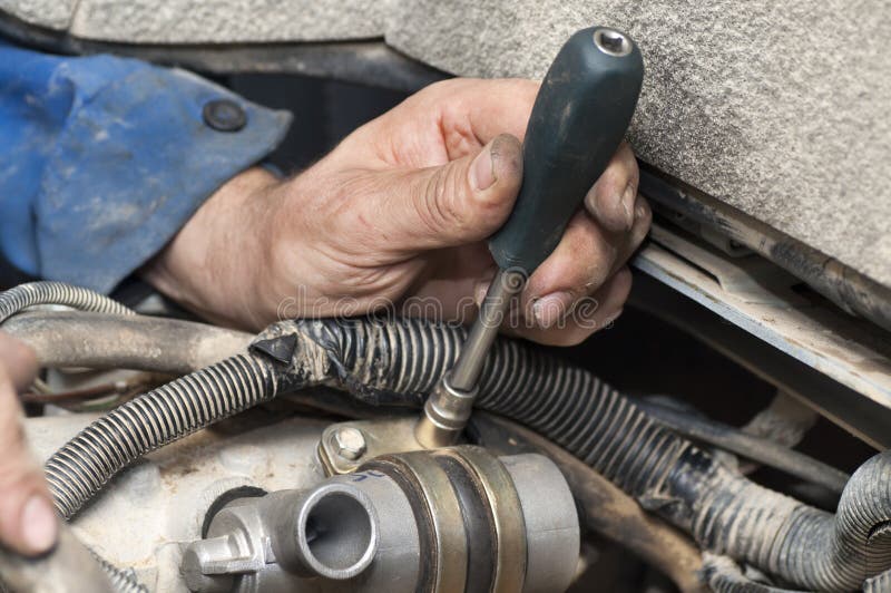 Hand Repair and Maintenance Engine. Stock Photo - Image of industrial ...
