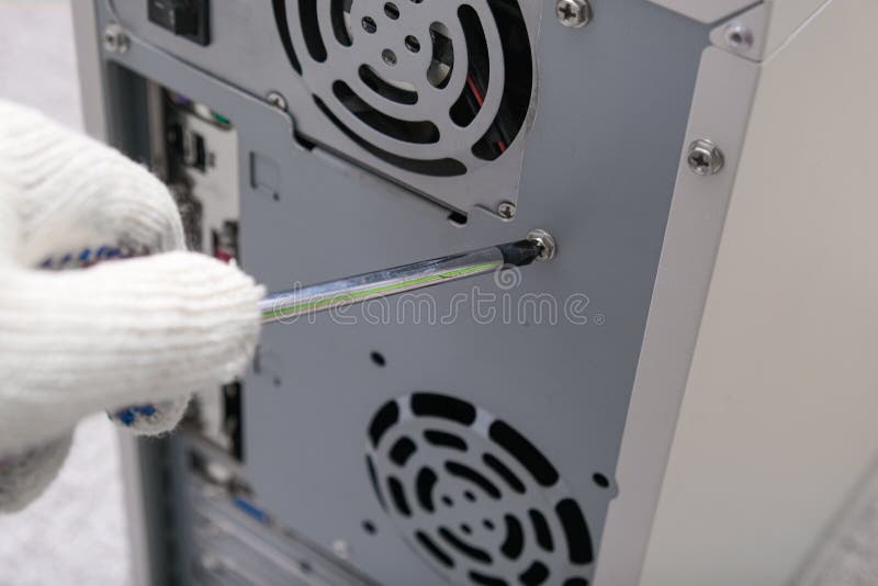 A Hand of a Repairer Opening a Case of a Computer, System Unit Repair ...