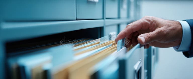 The Hand Retrieving Files from a Modern Office Filing Cabinet AI ...