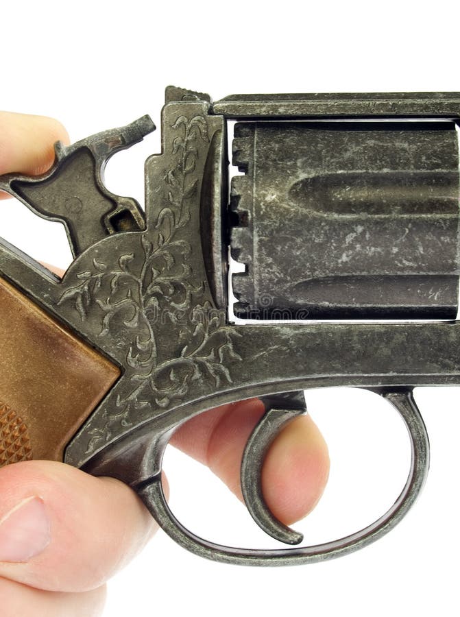 Hand with revolver gun stock image. Image of trigger - 29609181