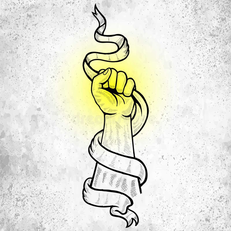 Hand with ribbon stock vector. Illustration of independence - 182317375