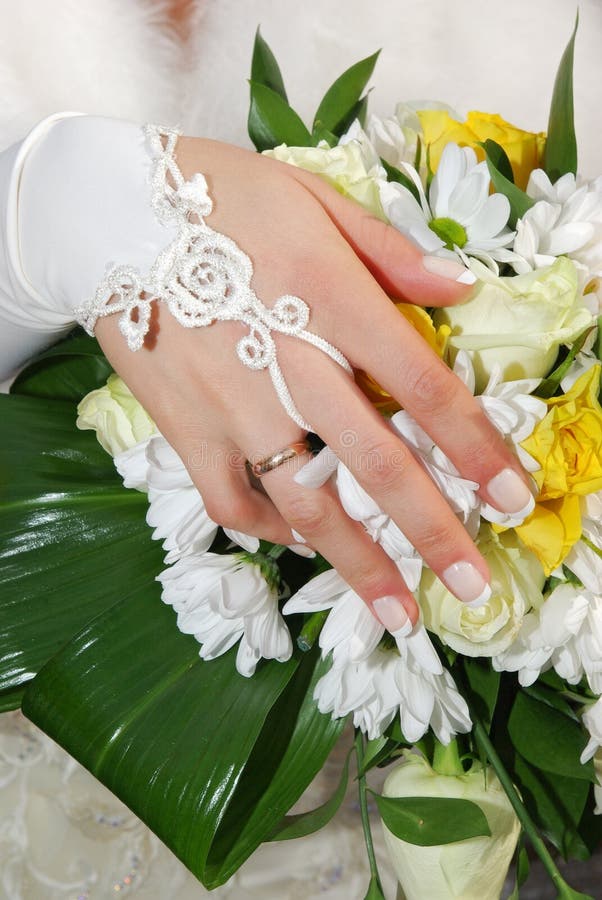 Hand with ring stock photo. Image of bouquet, wedding - 11949024