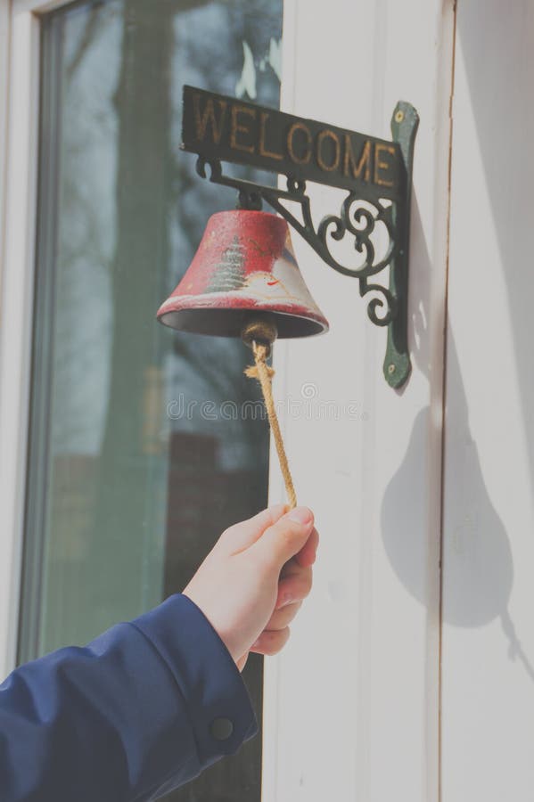 The Door Bell Rings Man To Call Master. Stock Photo - Image of handle ...
