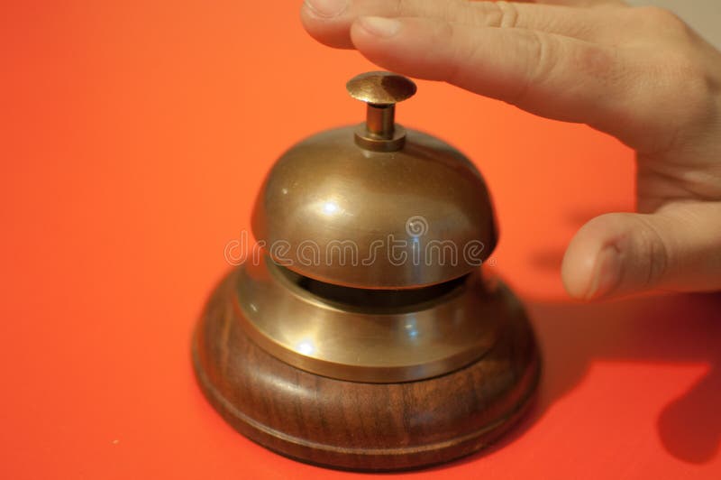 Hand ringing service bell stock photo. Image of motel - 74706996