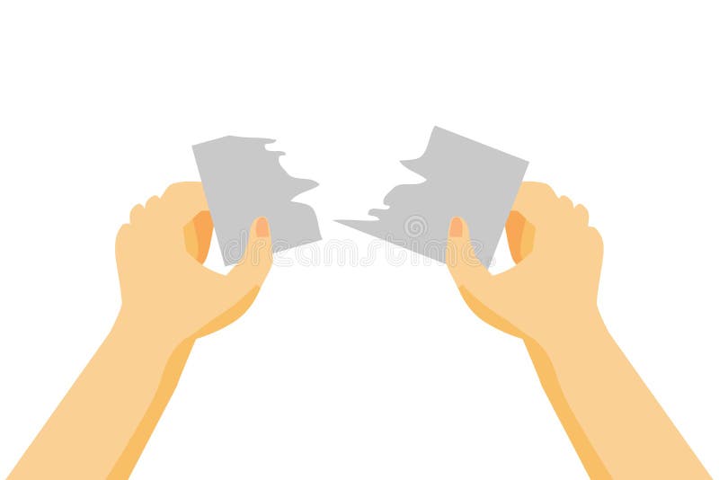Hand, Ripping a Piece of Blank Paper or Card Stock Vector ...