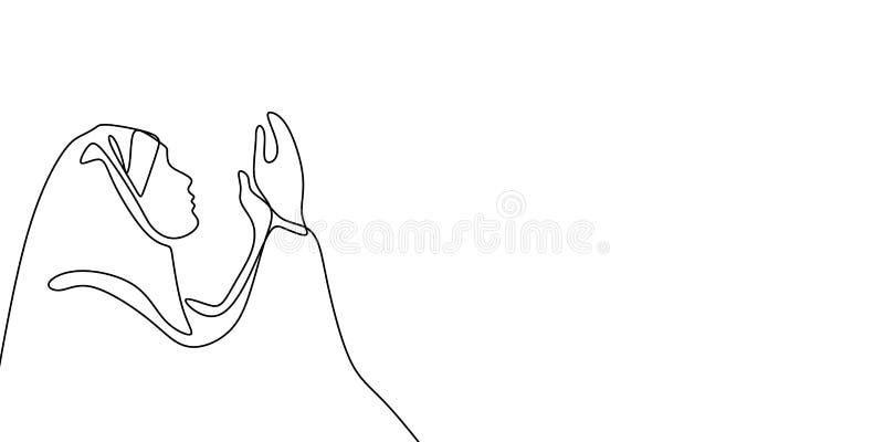 One Single Line Drawing of Muslim Person Pray Salat on Sajadah at Ruku ...