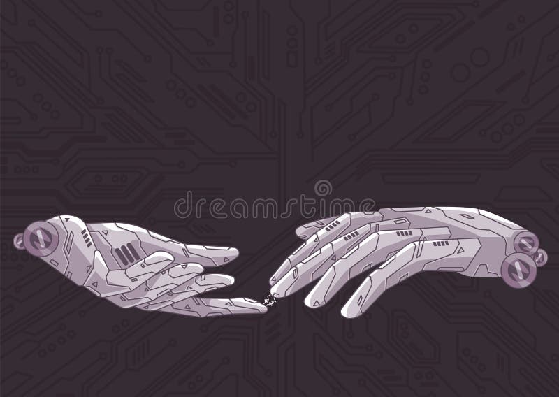 Hand Robot Touch Each Other Finger Artificial Intelligence Technology ...