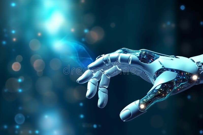 Hand of Robot Touching Modern Interface, Connection Technology and New ...