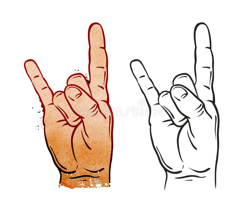 Rock on Gesture Symbol. Heavy Metal Hand Gesture Vector Illustration ...