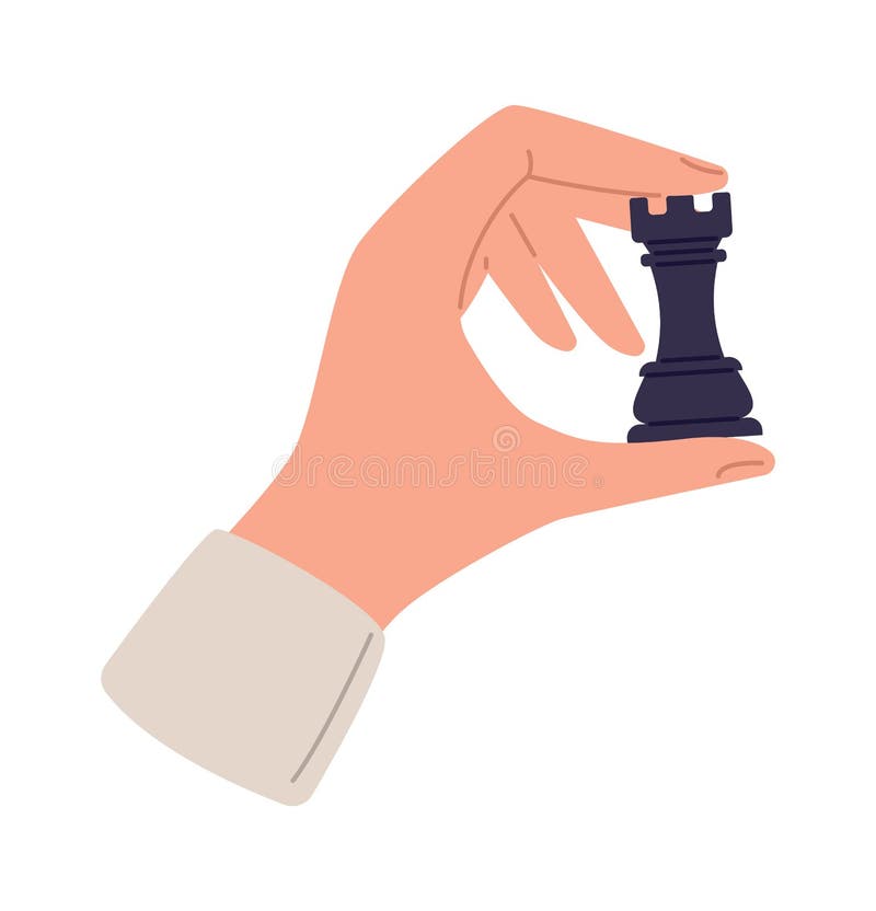 Hand with Rook Chess Piece Flat Icon Stock Vector - Illustration of ...