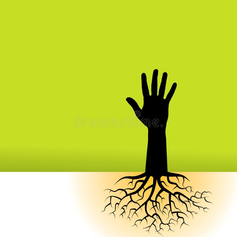 Hand with roots stock vector. Illustration of environment - 5409156