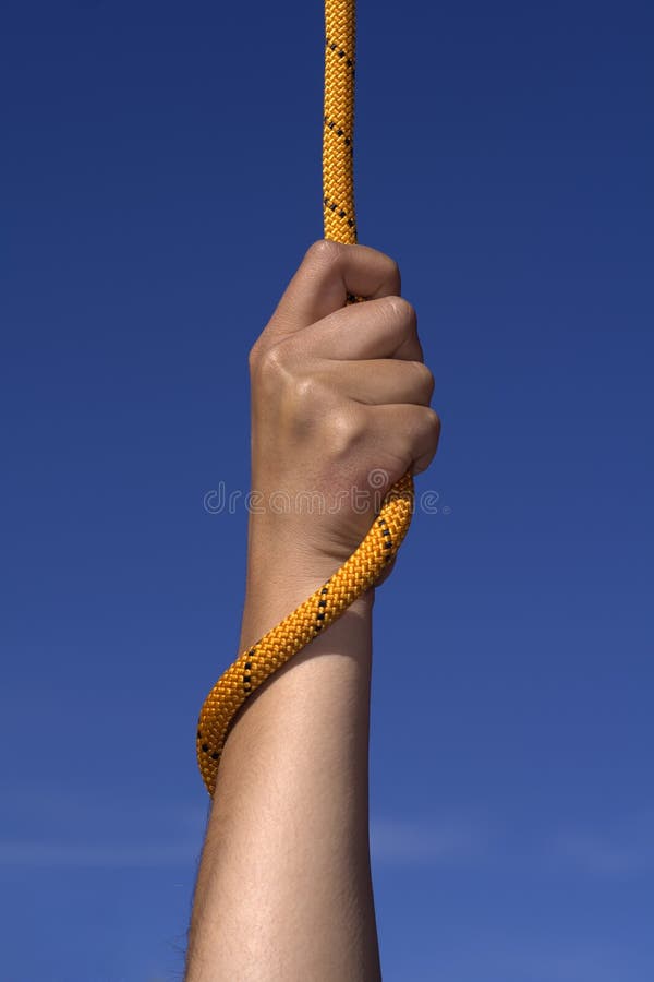 Hand with a rope stock image. Image of goal, descending - 2910053