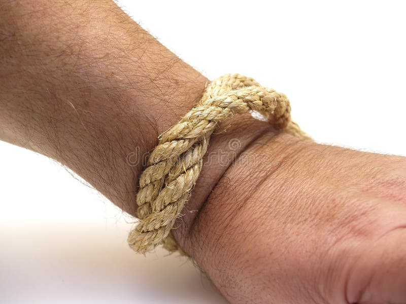 Wrists tied with rope stock photo. Image of kidnap, help - 13992904