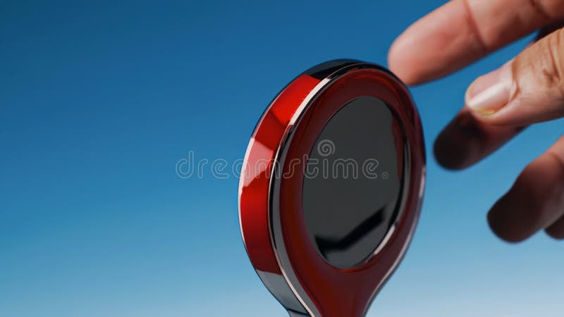 Hand Rotating Chrome and Red Map Pin, Revealing Its Reverse Side ...
