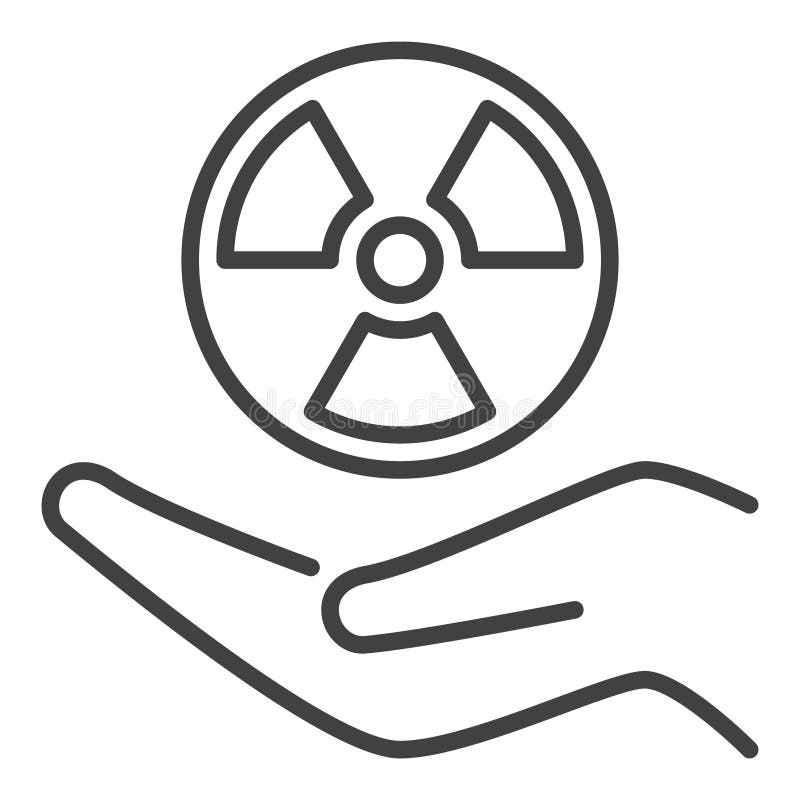 Hand with Round Radiation Symbol Vector Outline Icon or Symbol Stock ...