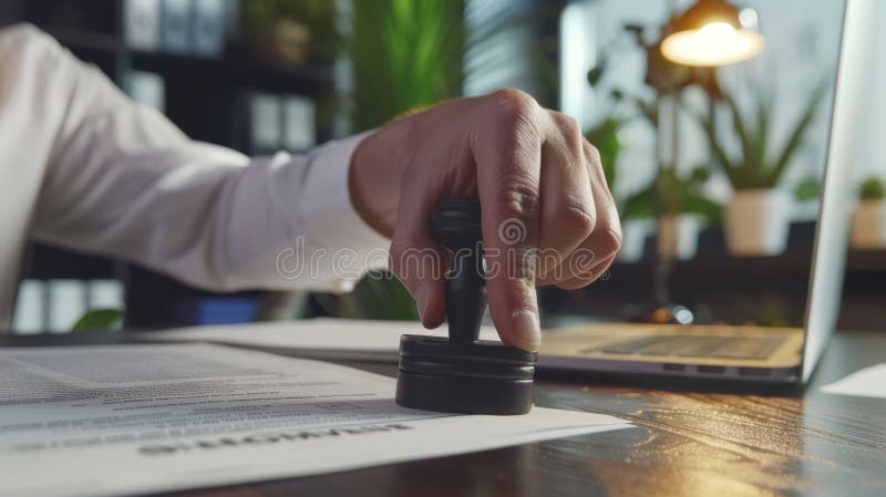 The Hand with Rubber Stamp.AI Generated Image Stock Illustration ...