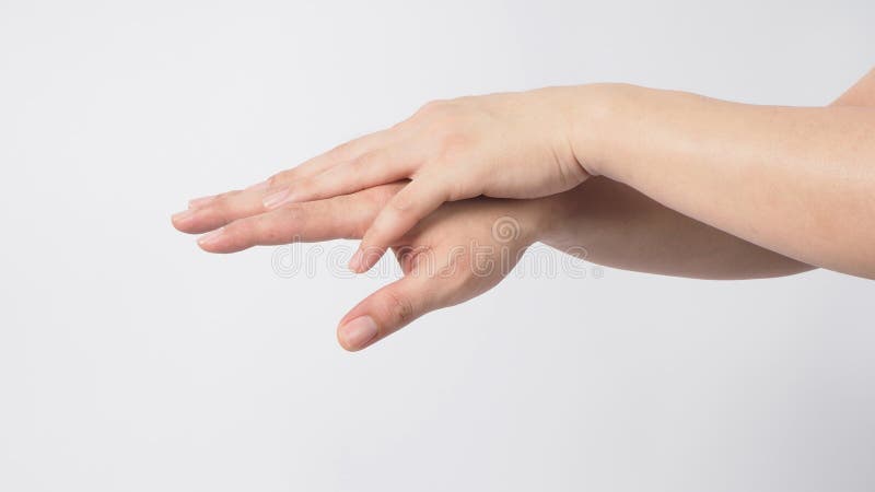 Hand is Rubbing Backs of Both Hands on White Background Stock Photo ...