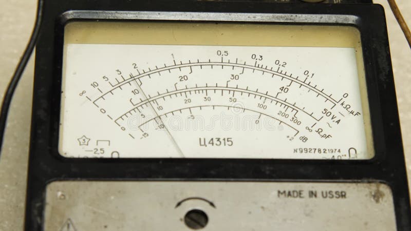 Old Soviet Voltmeter Measures the Voltage in the Network. Stock Video ...