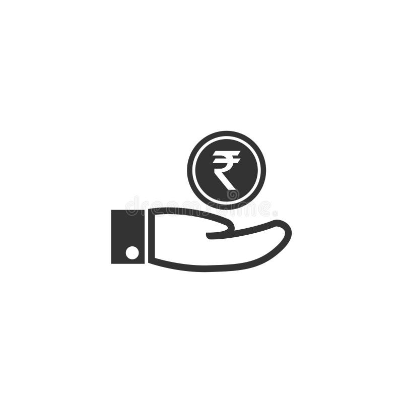 Hand with Rupee in Heart Icon Logo. Concept of Love Rupee Stock Vector ...