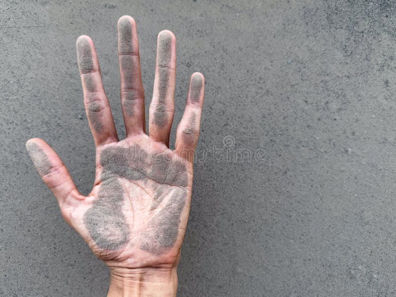 The Hand and Ash Marks with Gray Ash Background. Stock Photo - Image of ...