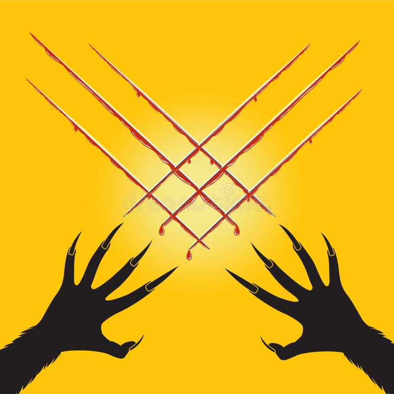 Hand S Werewolf Cut X Cross Shape and Blood, Halloween Stock Vector ...