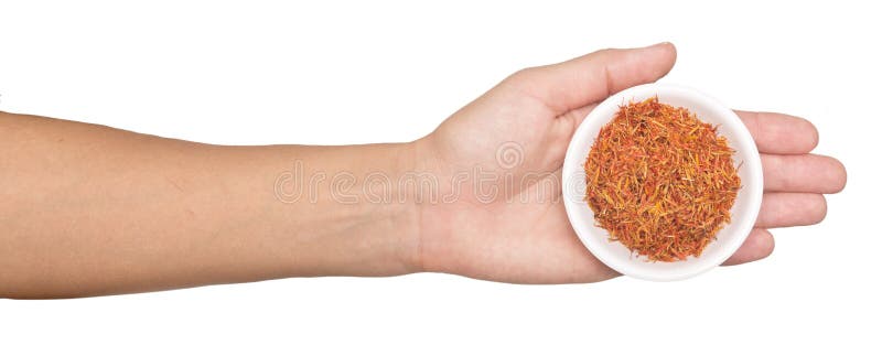 Hand with saffron stock image. Image of organic, flavor - 76353489