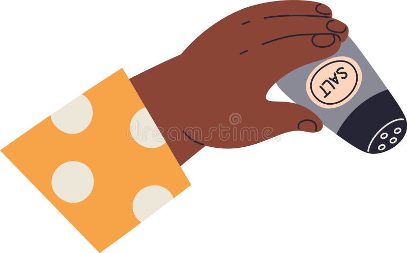Hand with Salt Shaker stock vector. Illustration of seasoning - 312545105