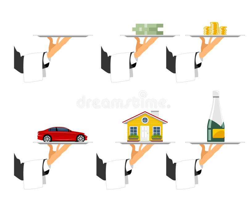 Hand with salver stock vector. Illustration of portrait - 61403835