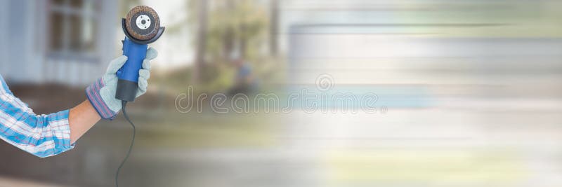 Hand with Sander Tool Machine on Building Site with Transition Effect ...