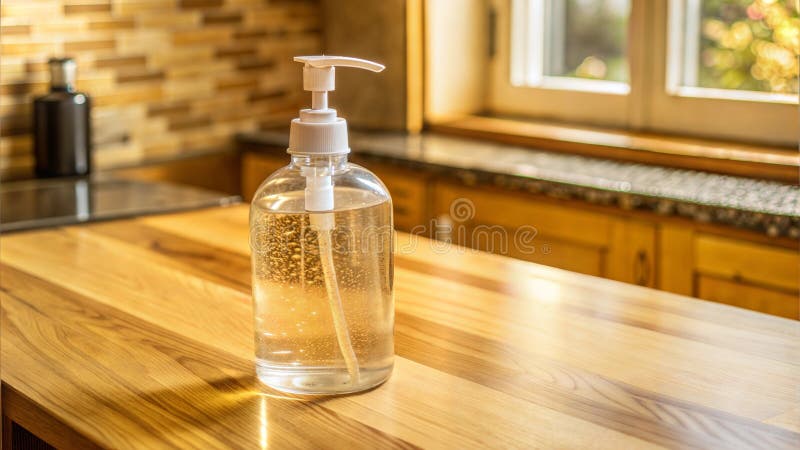 Hand Sanitizer on a Counter Stock Image - Image of sanitation ...
