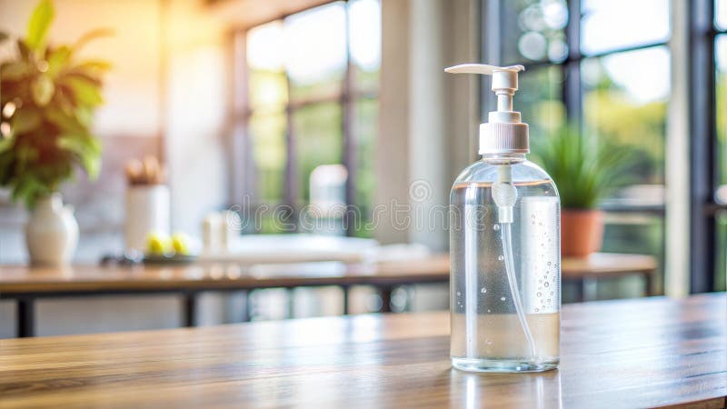 Hand Sanitizer on a Counter Stock Photo - Image of sanitation ...