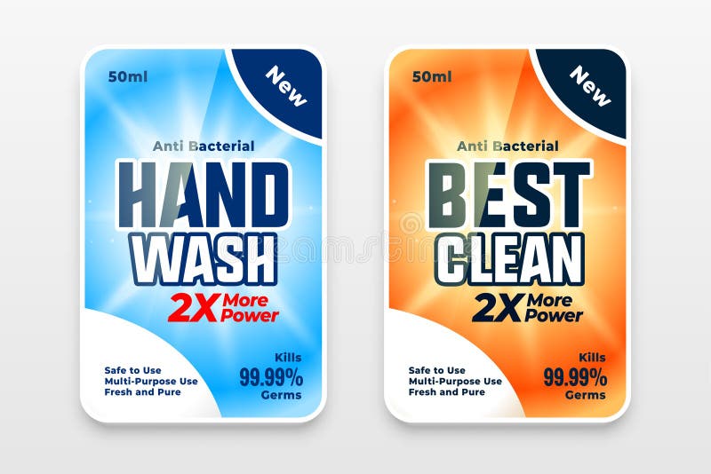 Hand Sanitizer or Disinfectant Cleaner Labels Design Template Stock ...