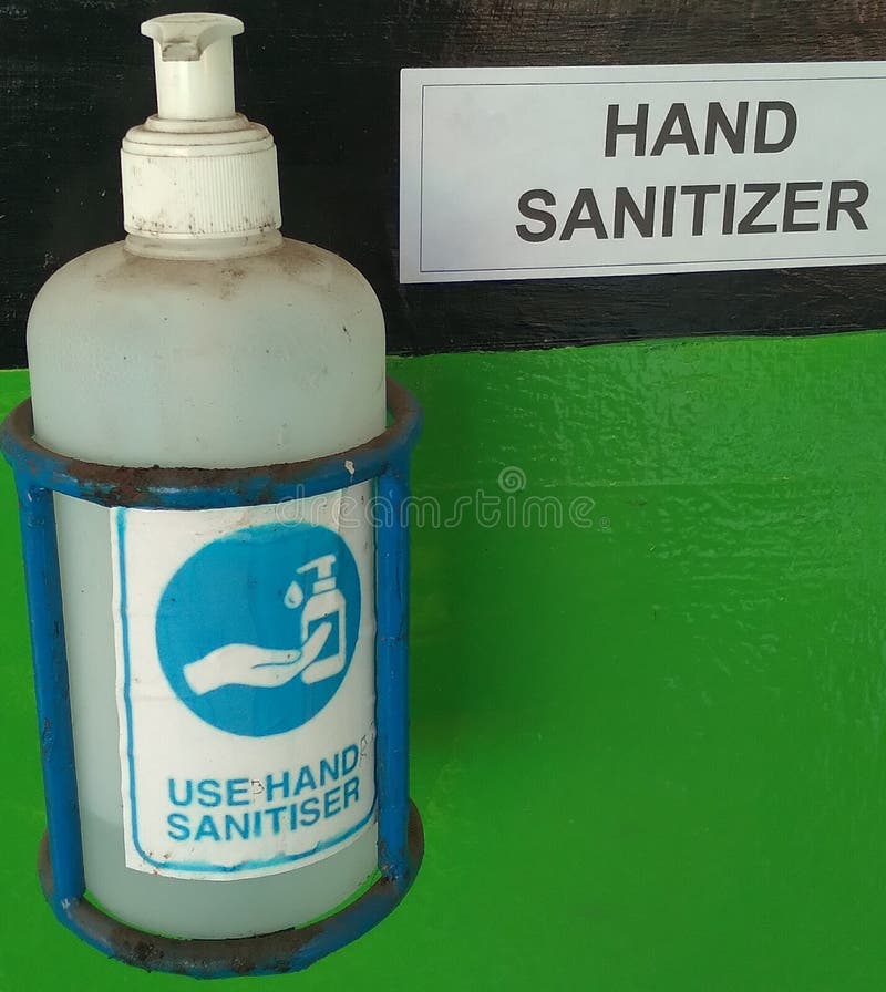 Hand Sanitizer and Green Background Stock Photo - Image of background ...