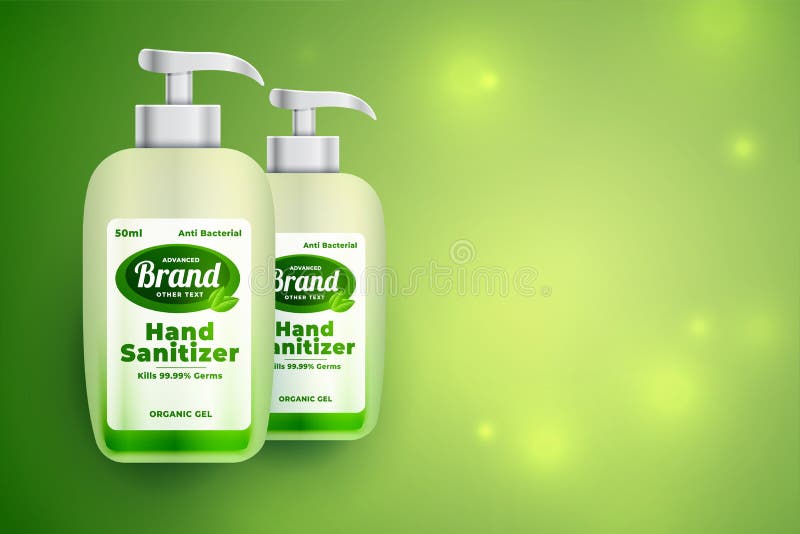 Hand Sanitizer Green Bottle Concept Mockup Background Stock Vector ...