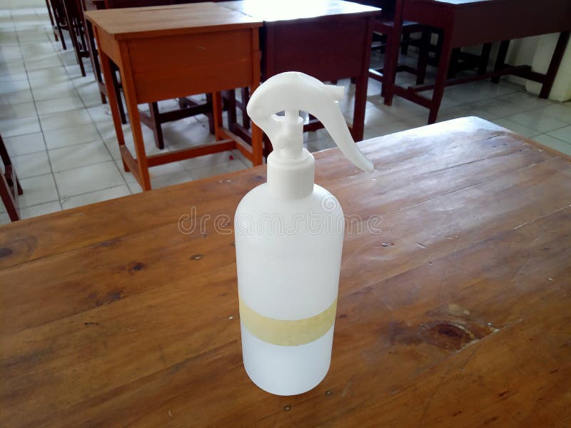 Hand Sanitizer on the Table Stock Photo - Image of wood, brown: 232634068