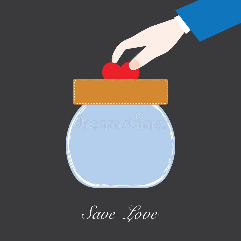 Hand Save Heart To Jar Illustration Eps10 Stock Illustration ...